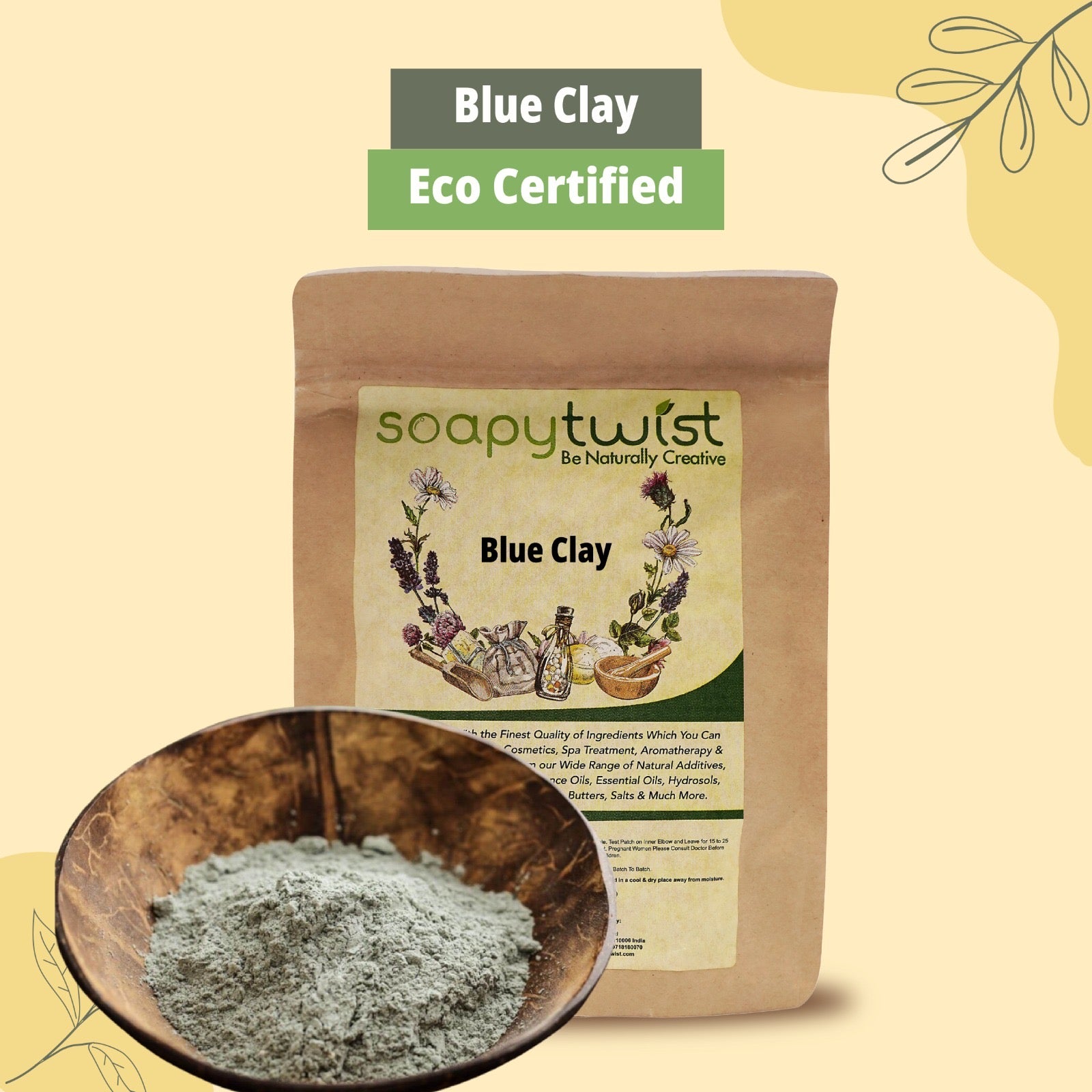 Eco certified Natural Blue Clay | Buy Pure Cosmetic Clay | Soapy Twist